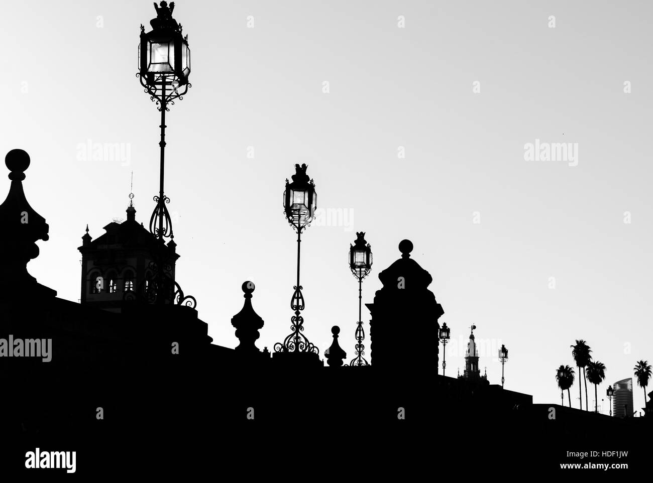 Seville city skyline black white hi-res stock photography and images ...