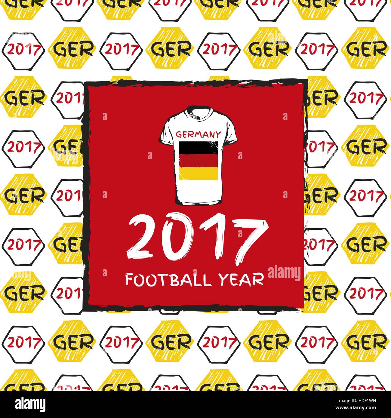 Football hand drawn pattern. With Germany country flag and t-shirt ...