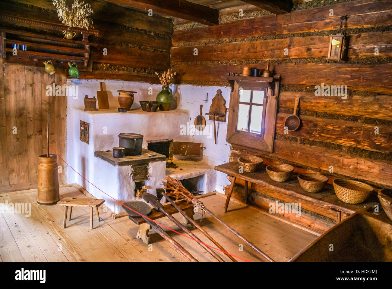 Photo of old room in house of Slovak ancestors with typical historical ...