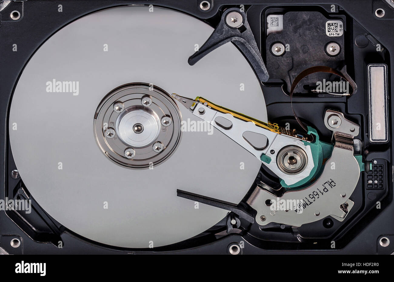 Computer hard disc opened macro detail Stock Photo - Alamy