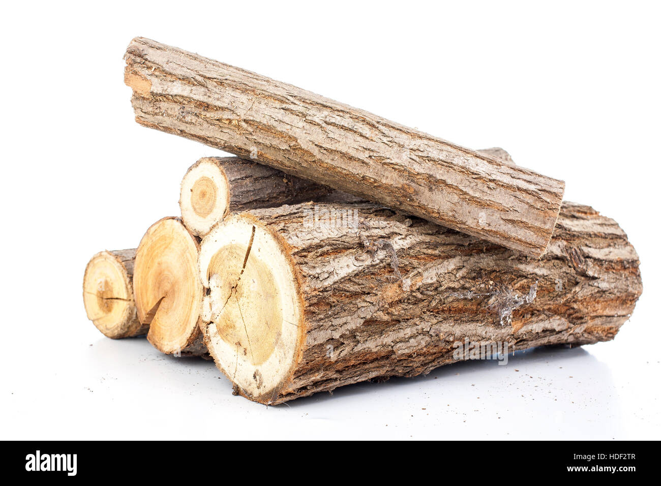 Pine logs on white background. Studio photo. Split wood. Oak tree for ...