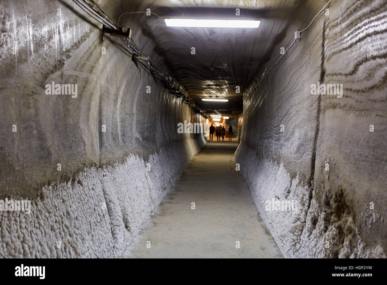 Wide angle of an underground tunnel into a salt mine Stock Photo - Alamy