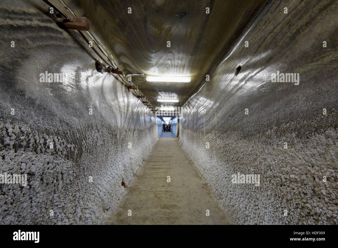 Wide angle of an underground tunnel into a salt mine Stock Photo - Alamy