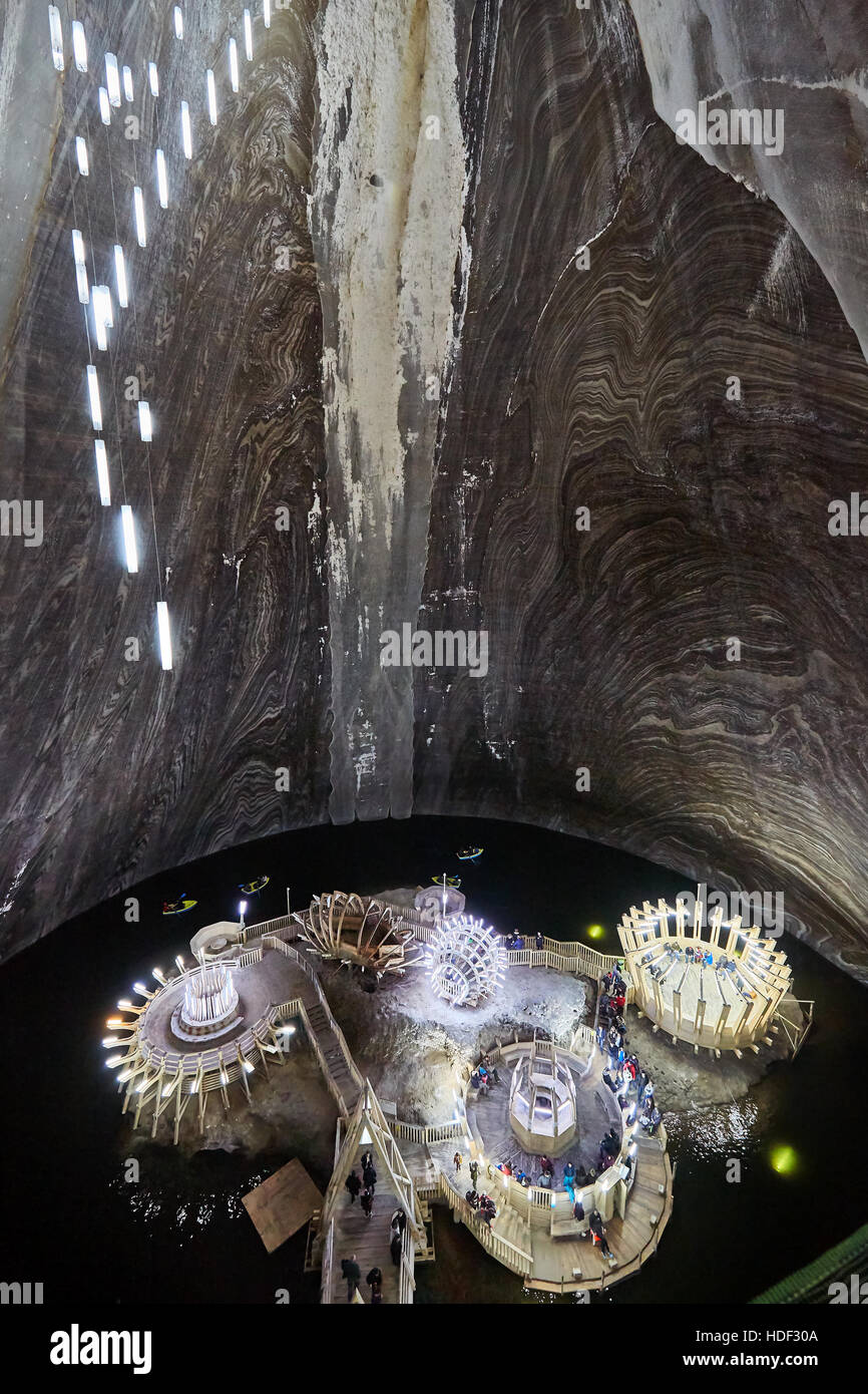 Wide angle of a very big salt mine underground Stock Photo - Alamy