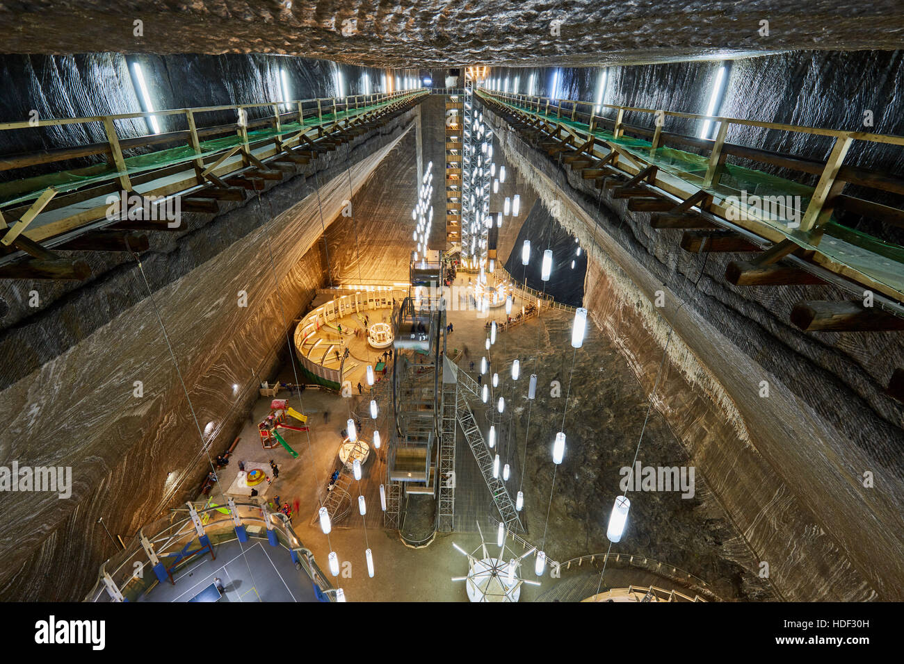 Wide angle of a very big salt mine underground Stock Photo - Alamy