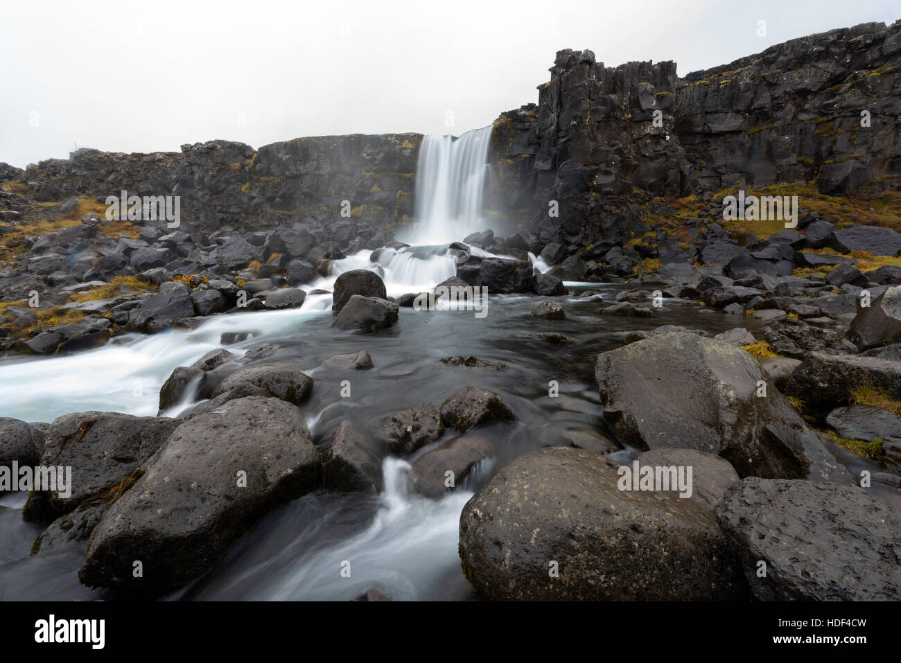 Oxararfoss is a waterfall in Þingvellir National Park, Iceland. It ...