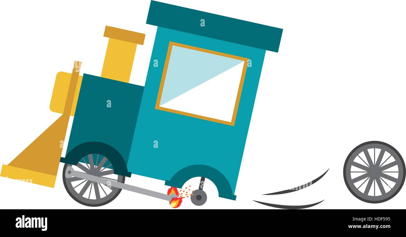 Toy train damaged icon. Childhood play fun cartoon and game theme ...