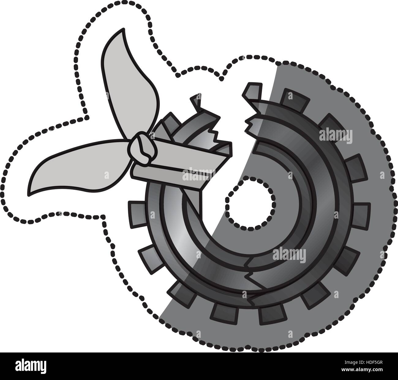 Broken gear icon. Cog wheel machine part and technology theme. Isolated ...