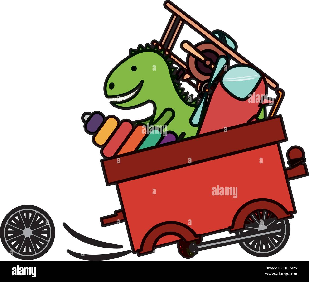 Toy cart damaged icon. Childhood play fun cartoon and game theme ...