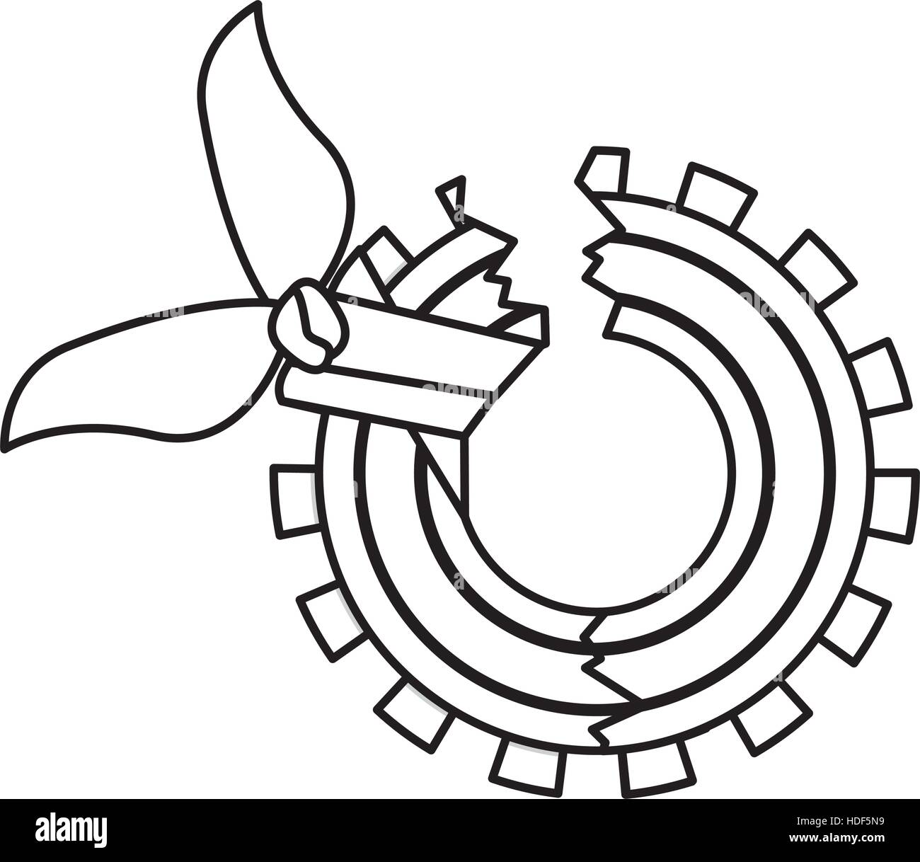 Broken gear icon. Cog wheel machine part and technology theme. Isolated ...