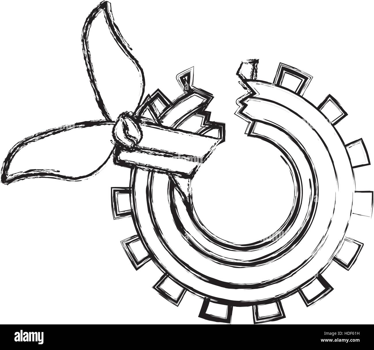 Broken gear icon. Cog wheel machine part and technology theme. Isolated ...