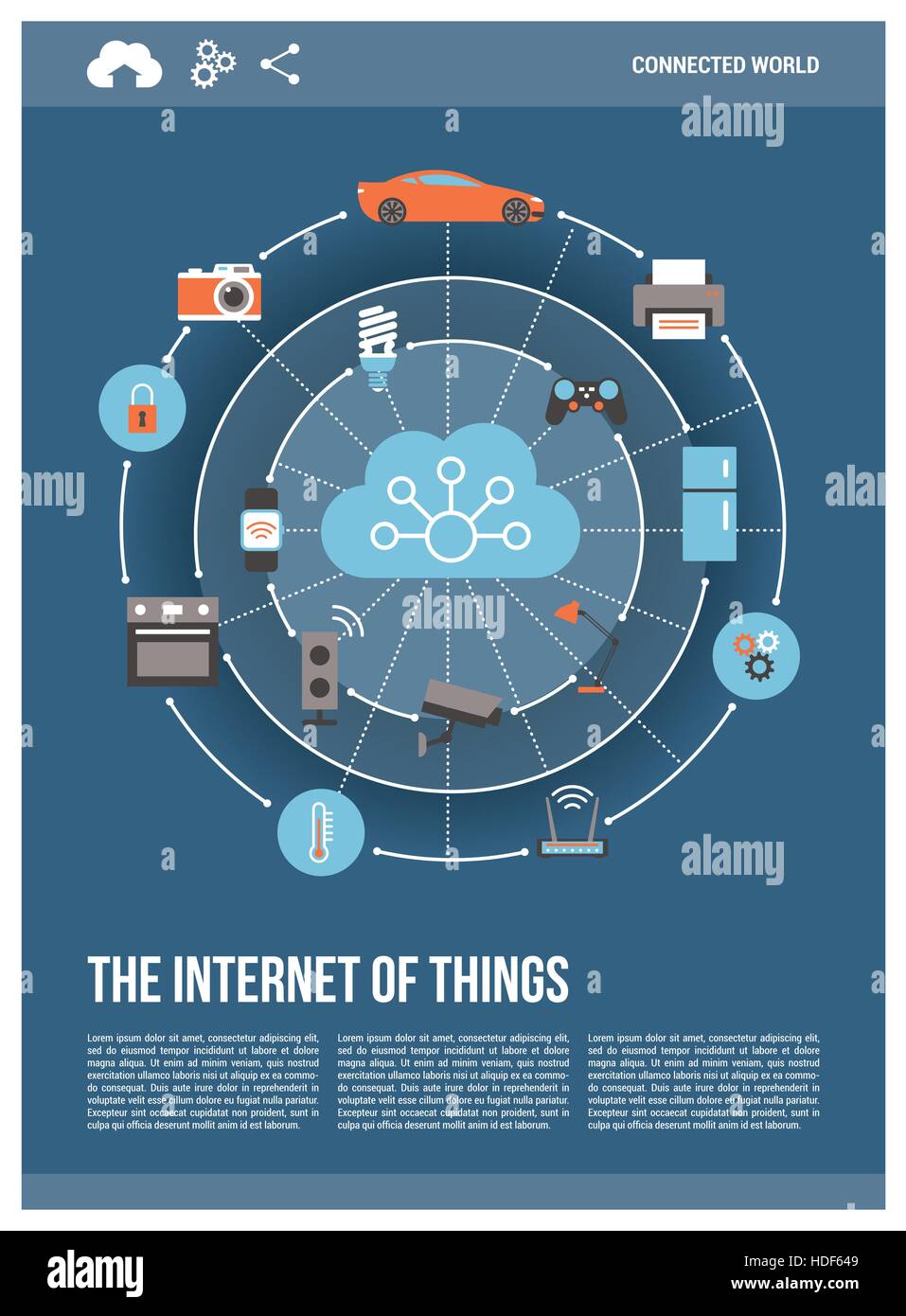 Internet Of Things Connectivity And Devices Concepts In A Network Poster Layout Stock Vector