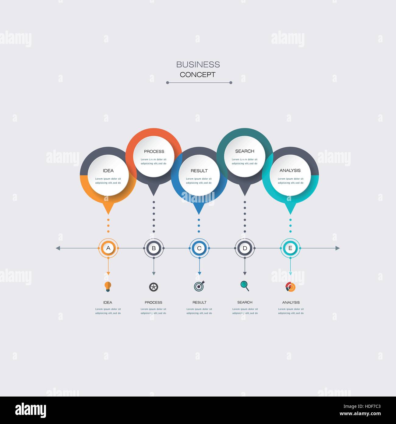 Vector infographic timeline template with 3D paper label, integrated ...