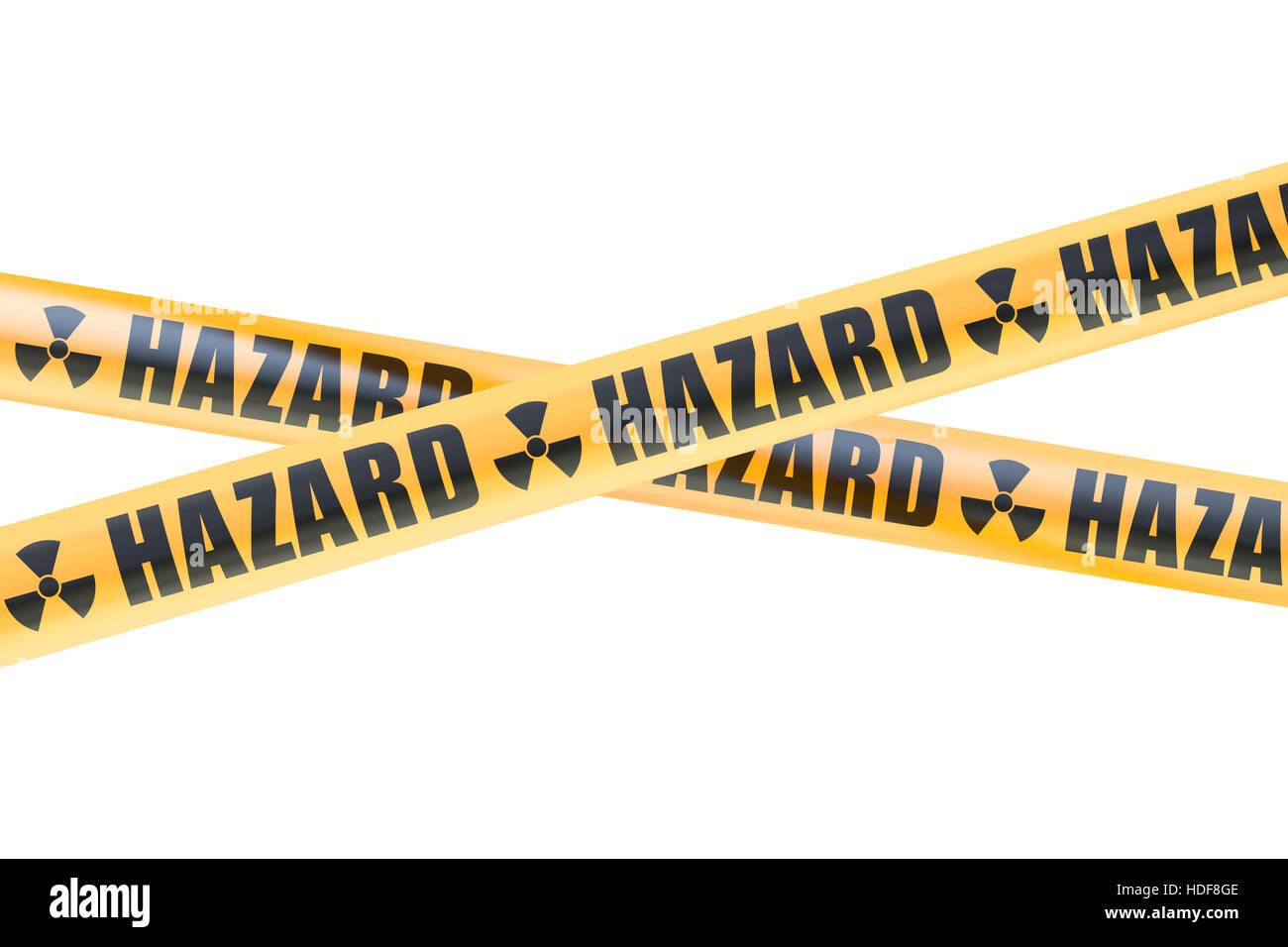 Radioactive Hazard Barrier Tapes, 3D rendering isolated on white ...