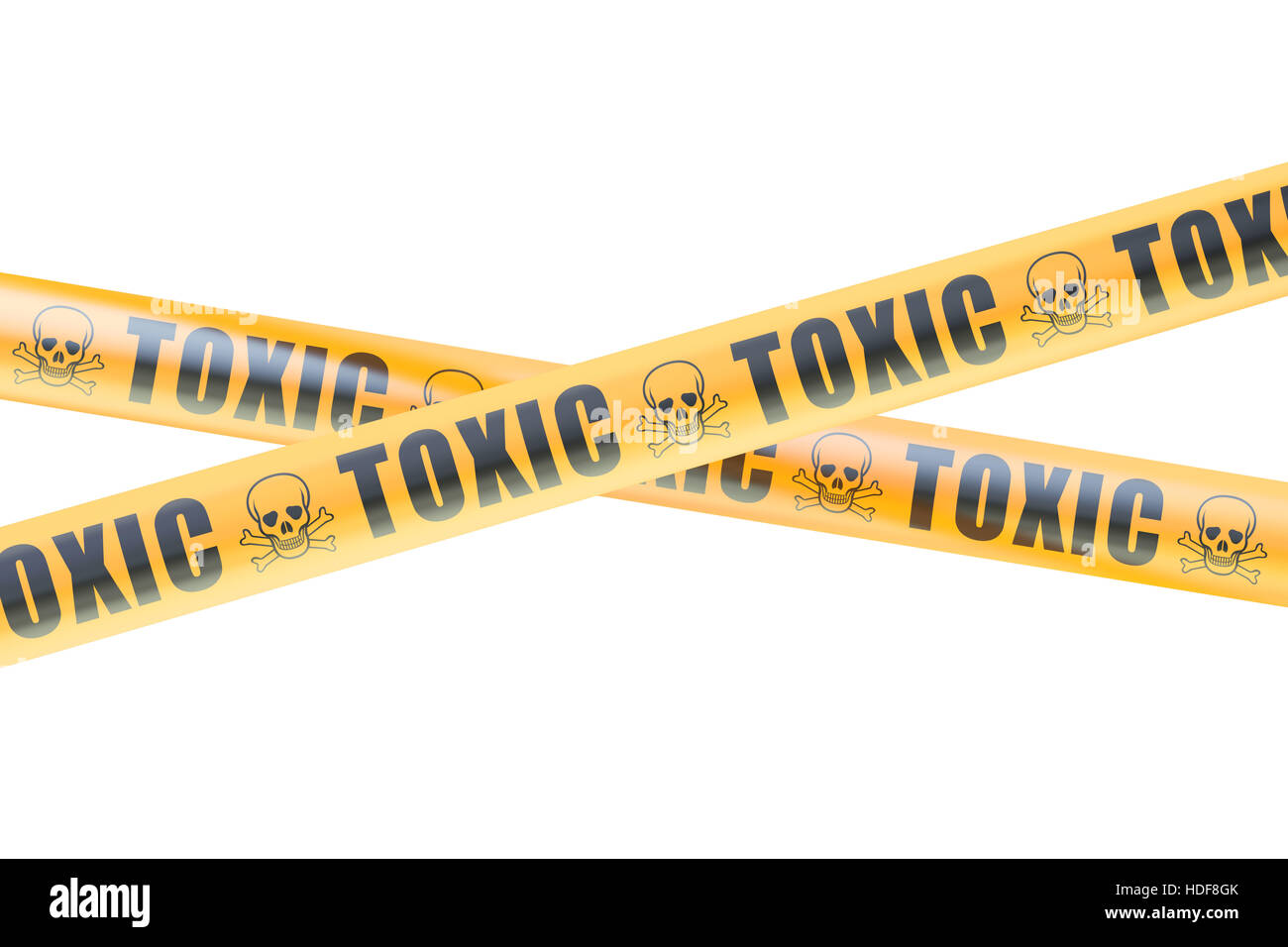 Toxic Caution Barrier Tapes, 3D rendering isolated on white background ...