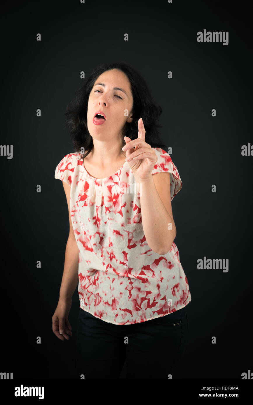 Beautiful woman doing different expressions in different sets of ...