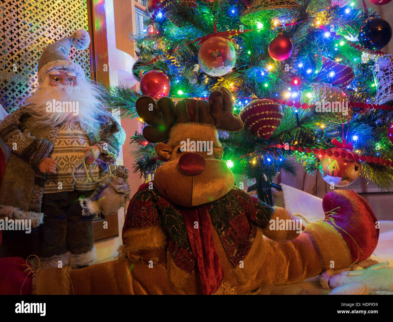 Festive plush santa reindeer hi-res stock photography and images - Alamy