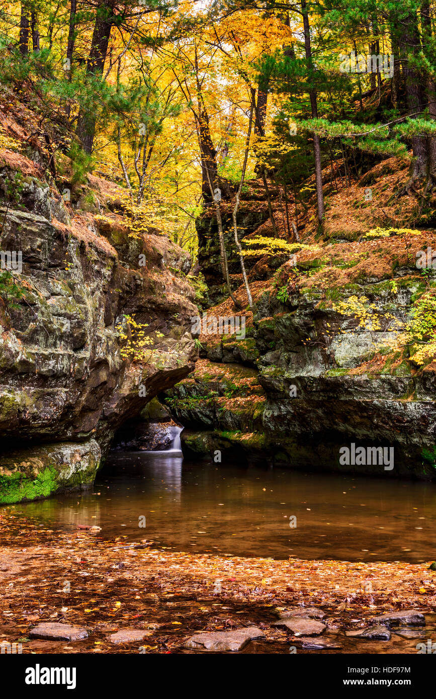 Skillet Creek in central Wisconsin cascade as it enters Pewits Nest in ...