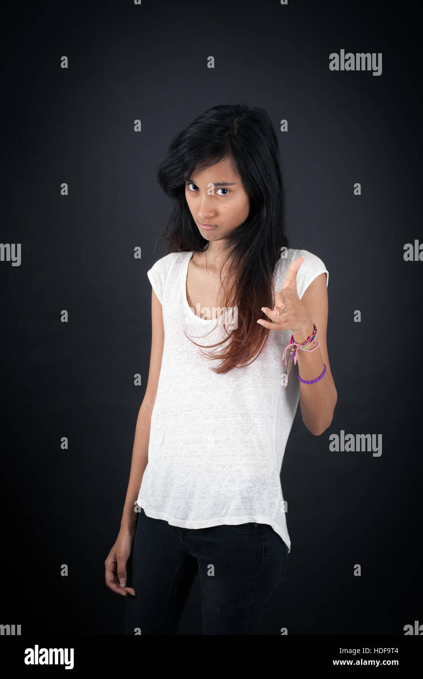 Beautiful woman doing different expressions in different sets of ...