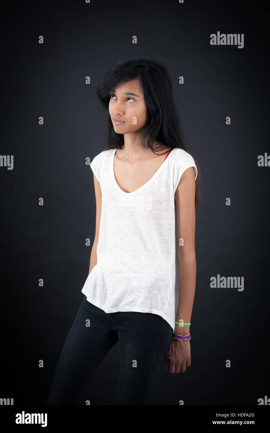 Beautiful woman doing different expressions in different sets of ...