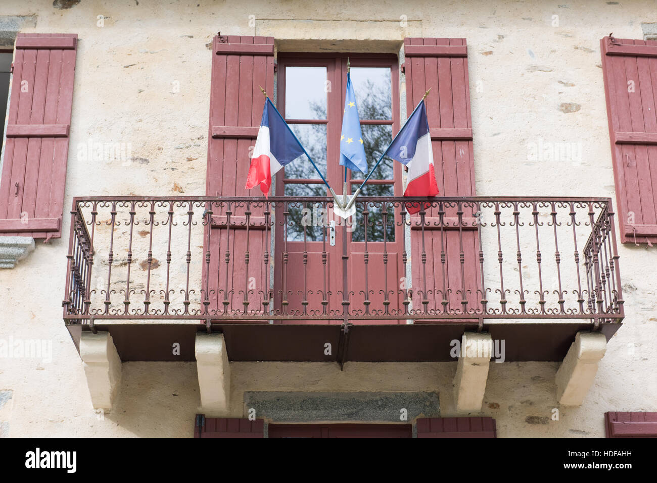 French town hall with flags Stock Photo - Alamy