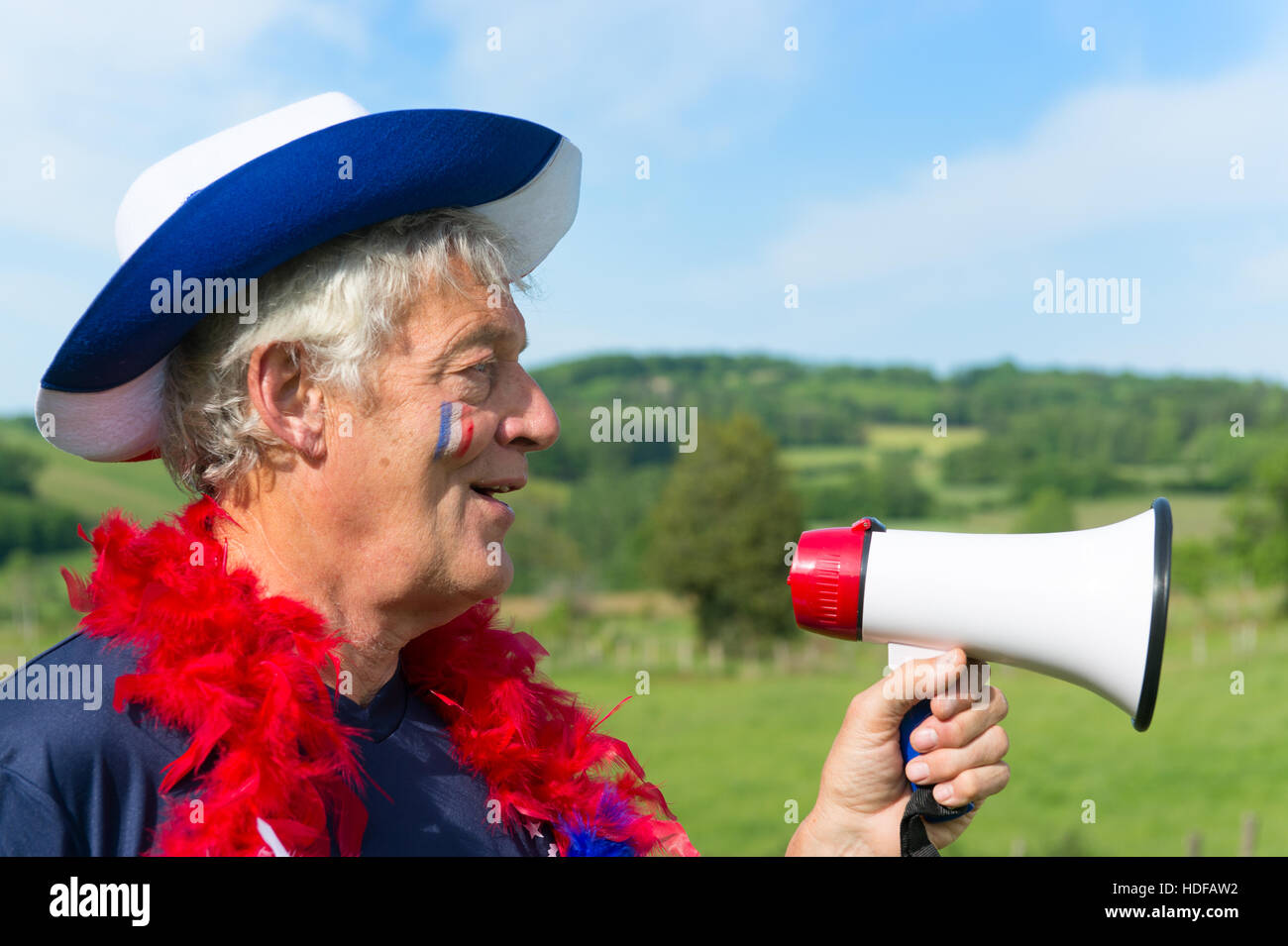 French soccer fan from les bleus in France with megaphone Stock Photo ...