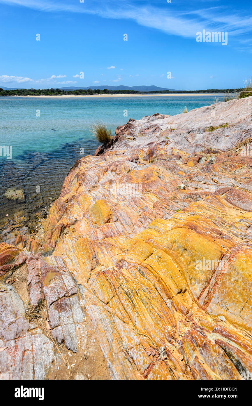 Palaeozoic sedimentary rock formations at Mallacoota inlet, part of the ...