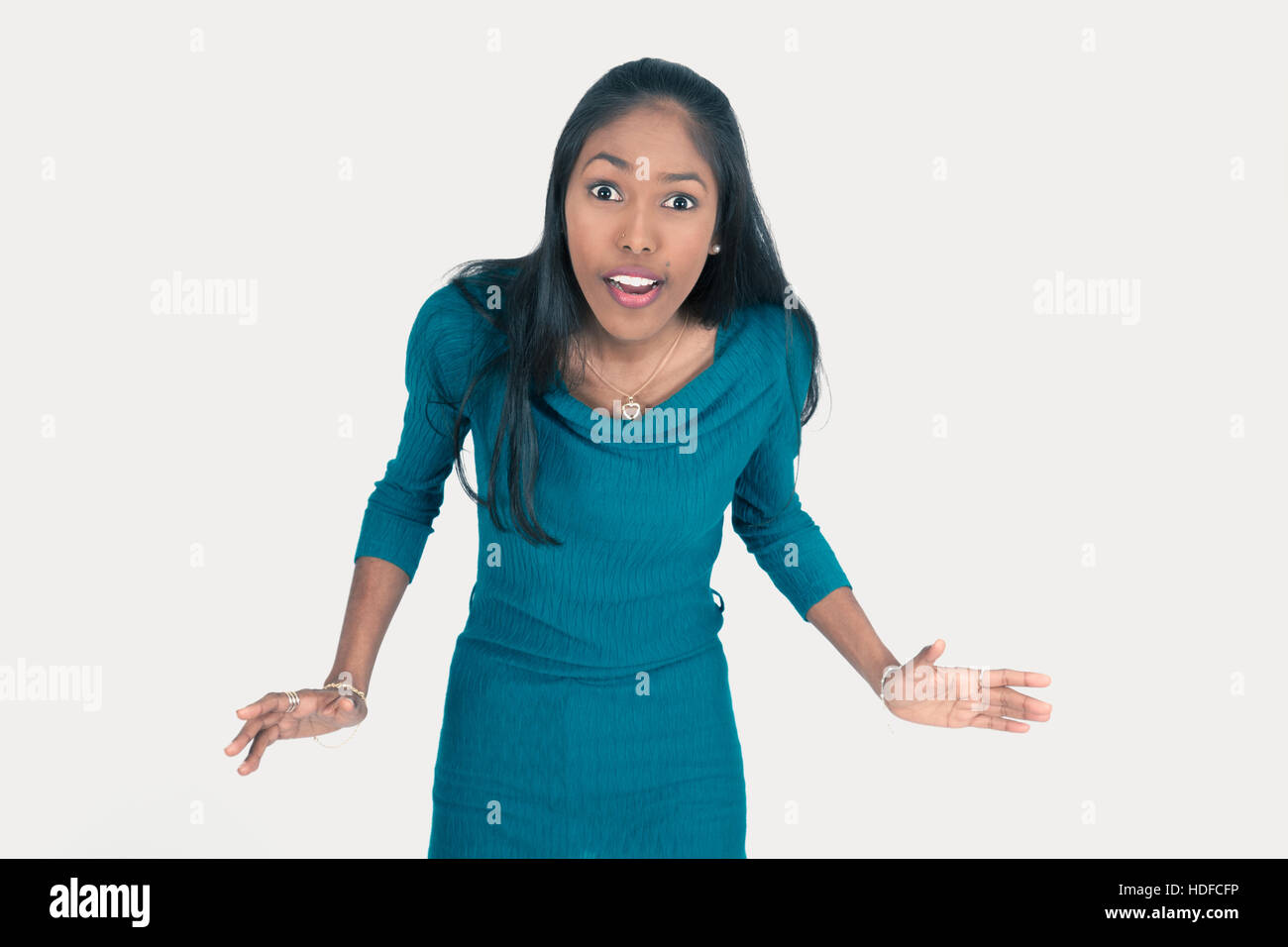 Beautiful woman doing different expressions in different sets of ...