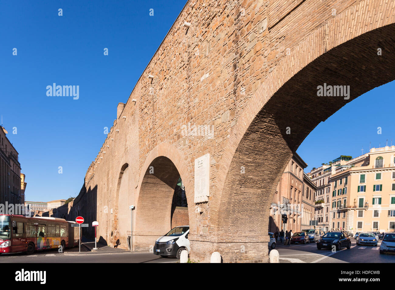 ROME, ITALY - OCTOBER 31, 2016: Wall of Passetto di Borgo elevated ...