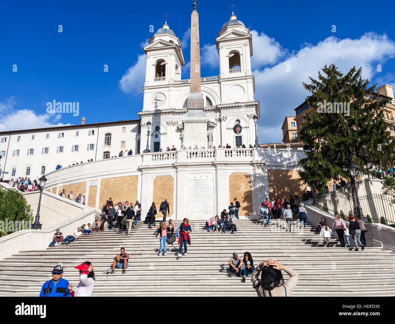 ROME, ITALY - NOVEMBER 1, 2016: people on Spanish Steps and Church ...