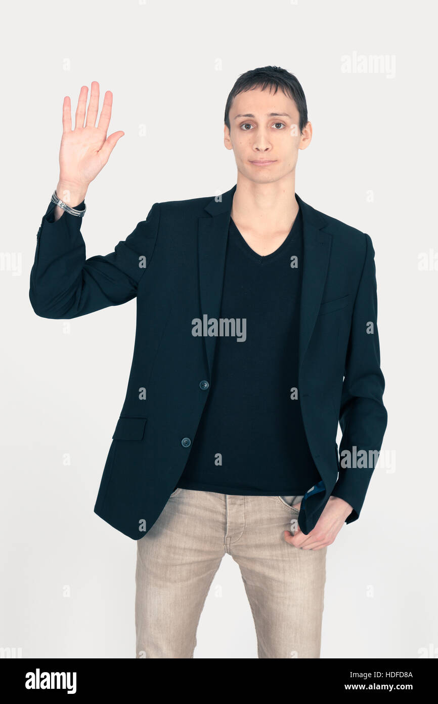 Handsome man doing different expressions in different sets of clothes ...