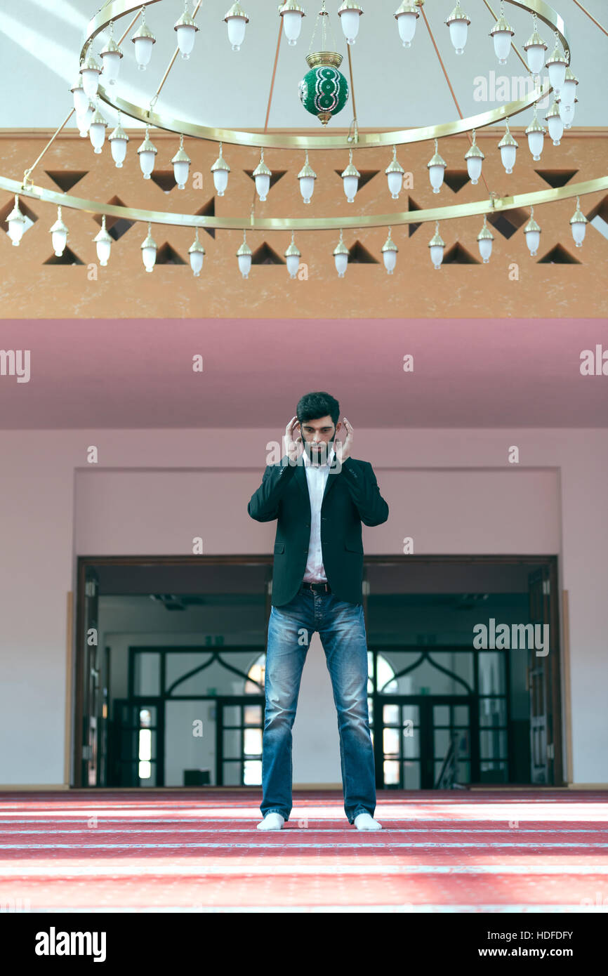 Young beautiful Muslim Man Praying In Mosque Stock Photo - Alamy