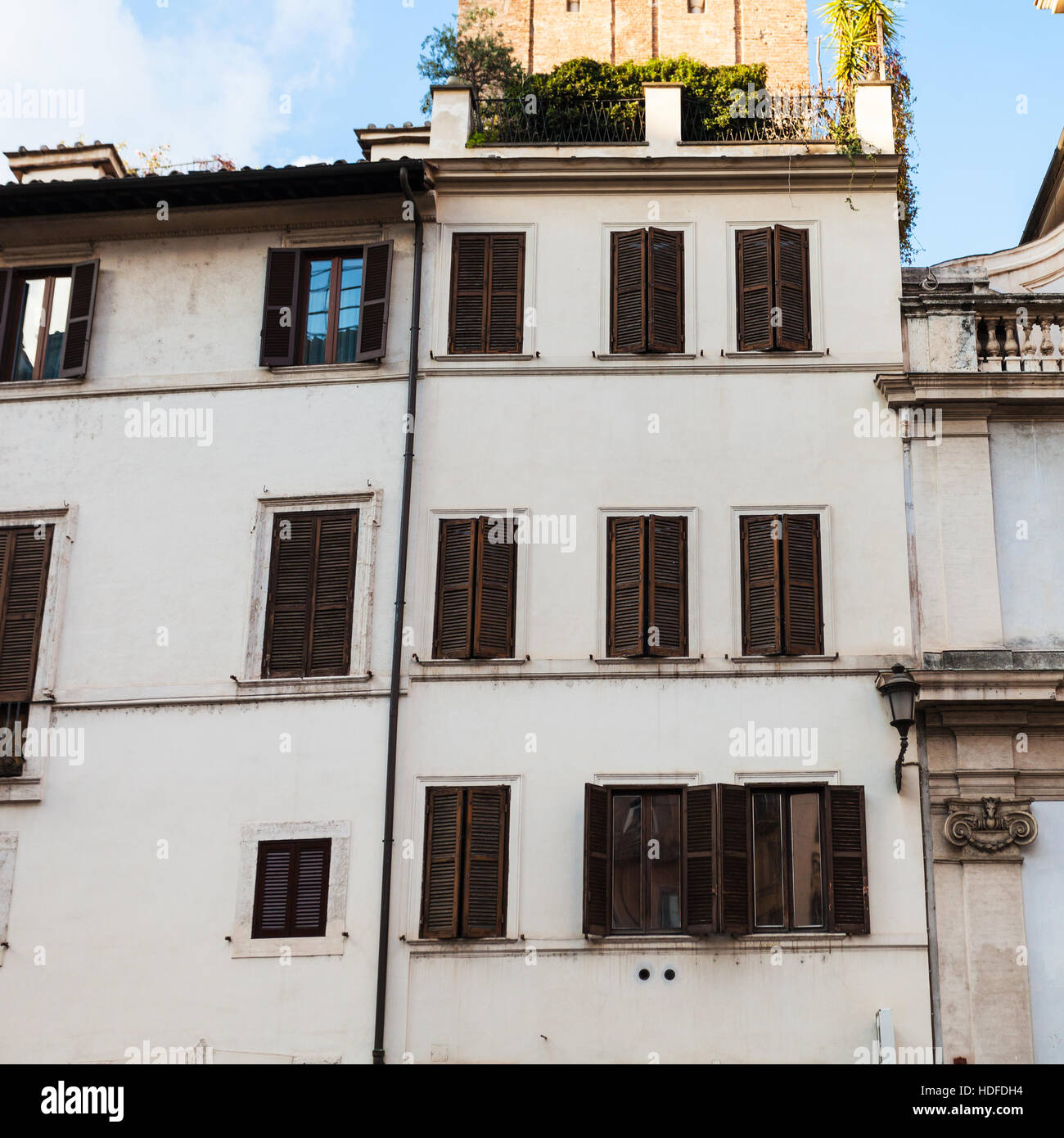 travel to Italy - white facades of urban houses in medieval district of ...