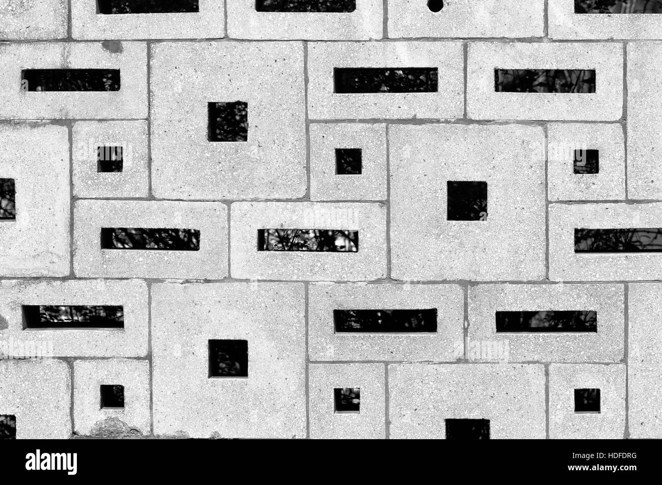 Concrete wall surface built from various rectangular blocks horizontal ...