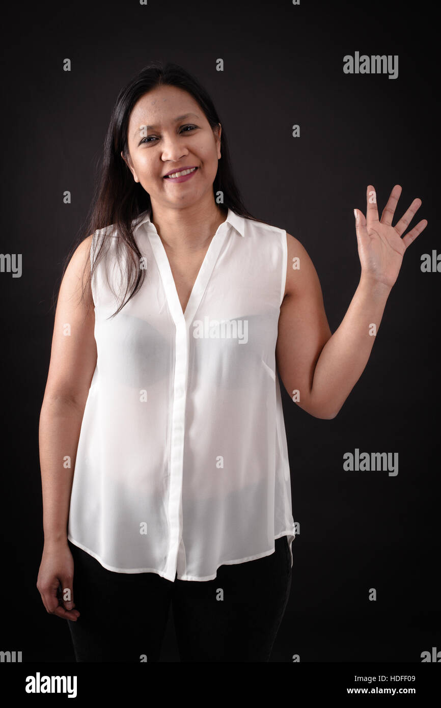 Beautiful woman doing different expressions in different sets of ...