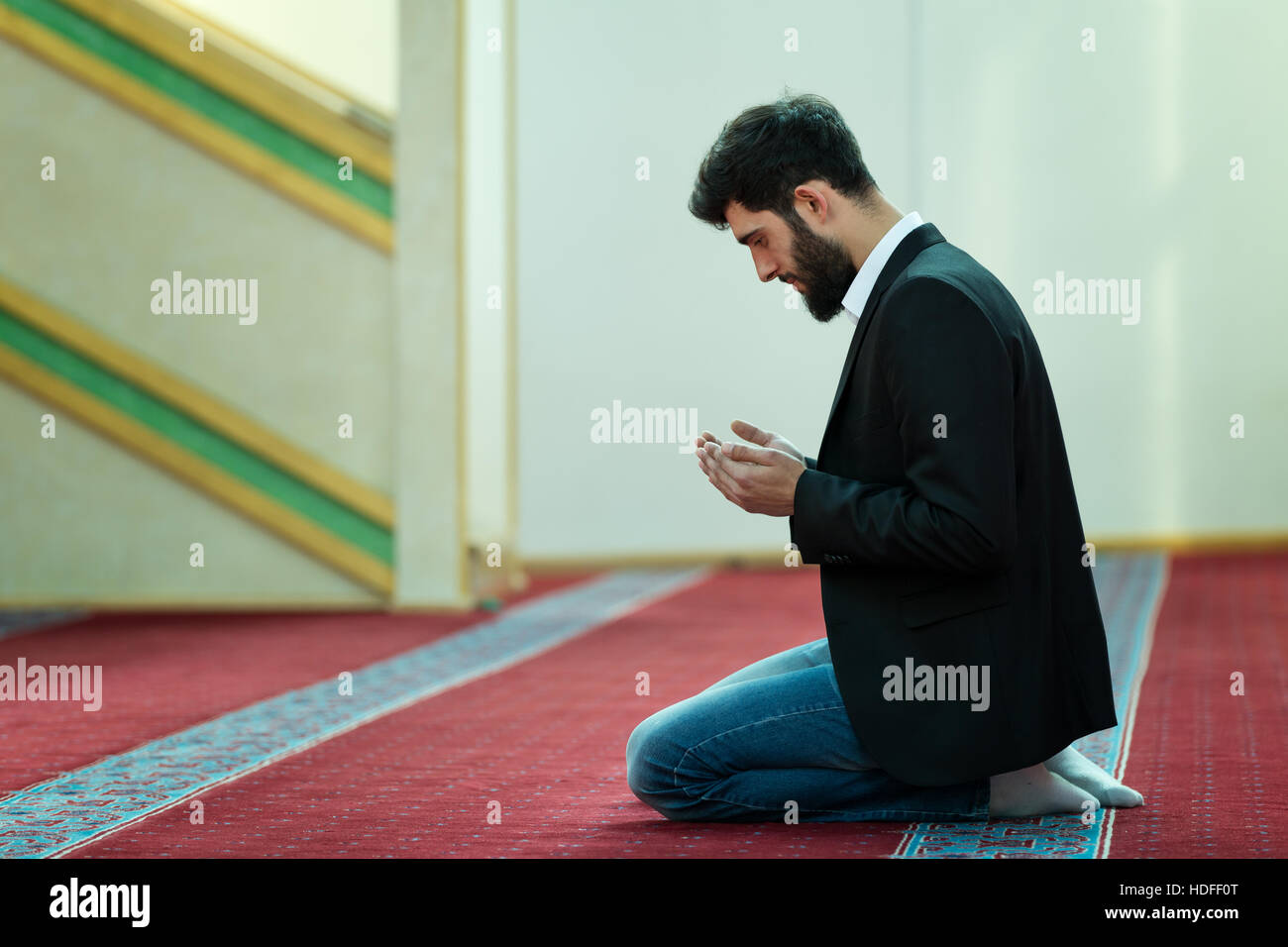 Young beautiful Muslim Man Praying In Mosque Stock Photo - Alamy