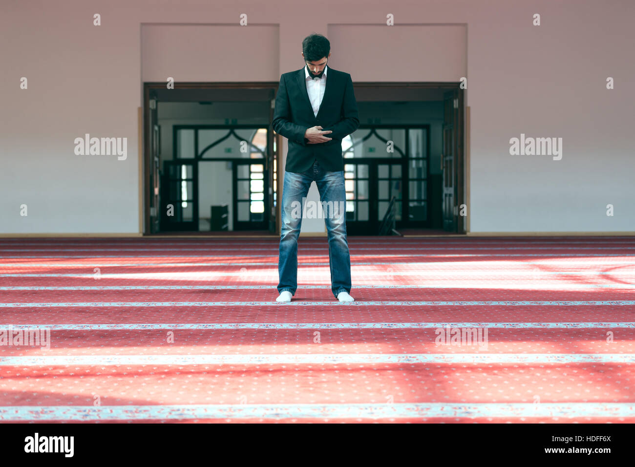 Young beautiful Muslim Man Praying In Mosque Stock Photo - Alamy