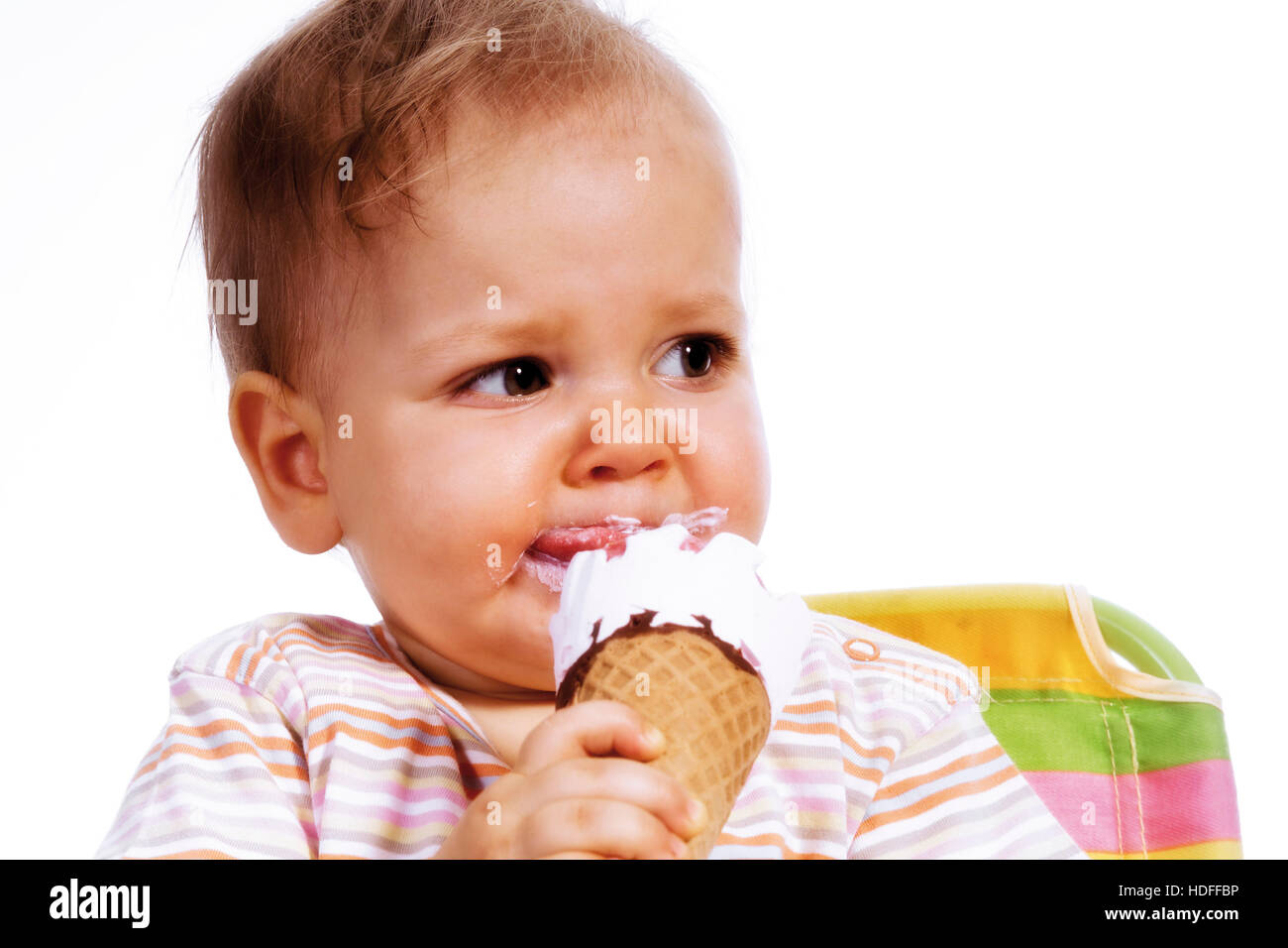 Baby with an ice cream cone Stock Photo - Alamy