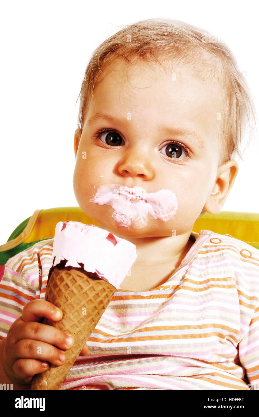 Baby with an ice cream cone Stock Photo - Alamy