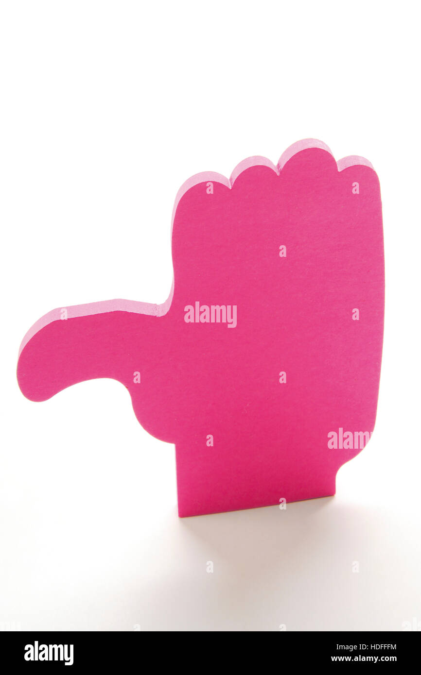 Adhesive note pad in the shape of a hand Stock Photo - Alamy