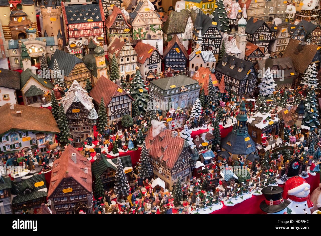 Miniature houses as Christmas decorations, Nuremberg Christmas market ...