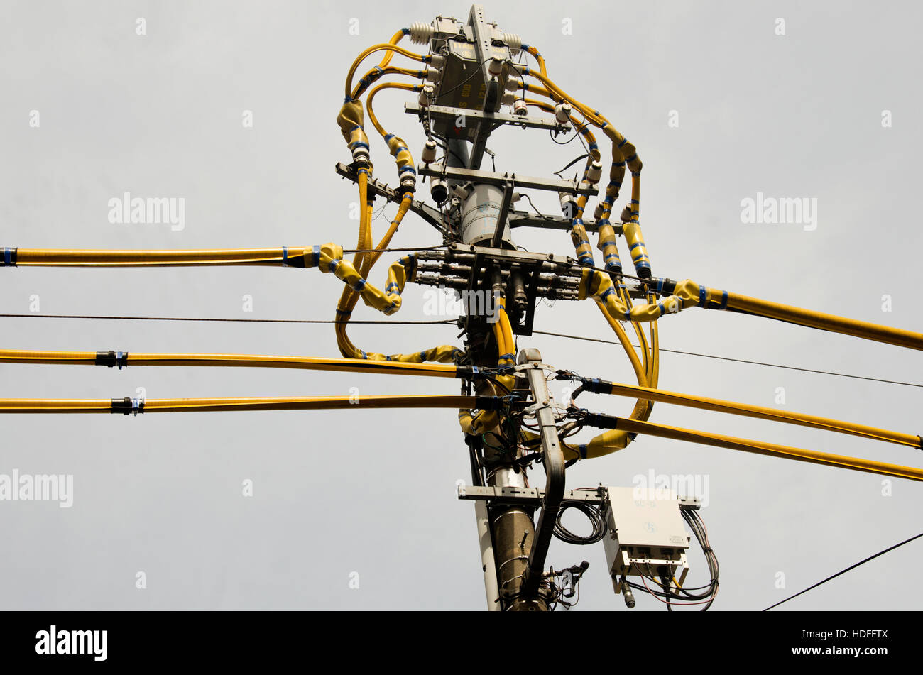 Electric cables on electrical pole at shinjuku city in Tokyo, Japan ...