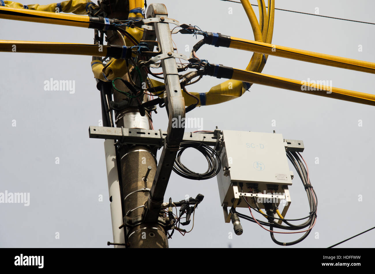 Electric cables on electrical pole at shinjuku city in Tokyo, Japan ...