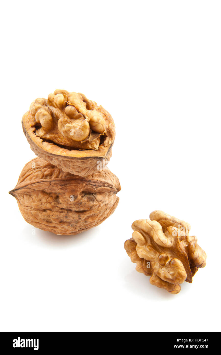 Fresh walnuts close up isolated on a white background Stock Photo - Alamy