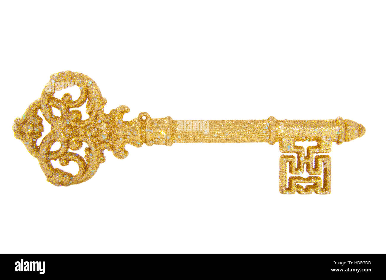 Golden glitter key isolated on a white background Stock Photo - Alamy