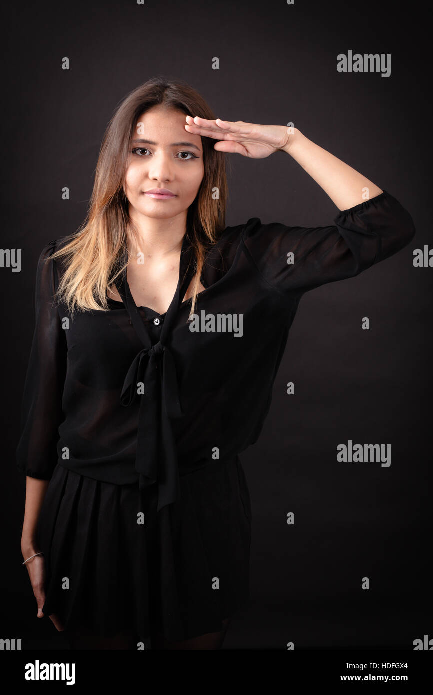 Beautiful woman doing different expressions in different sets of ...