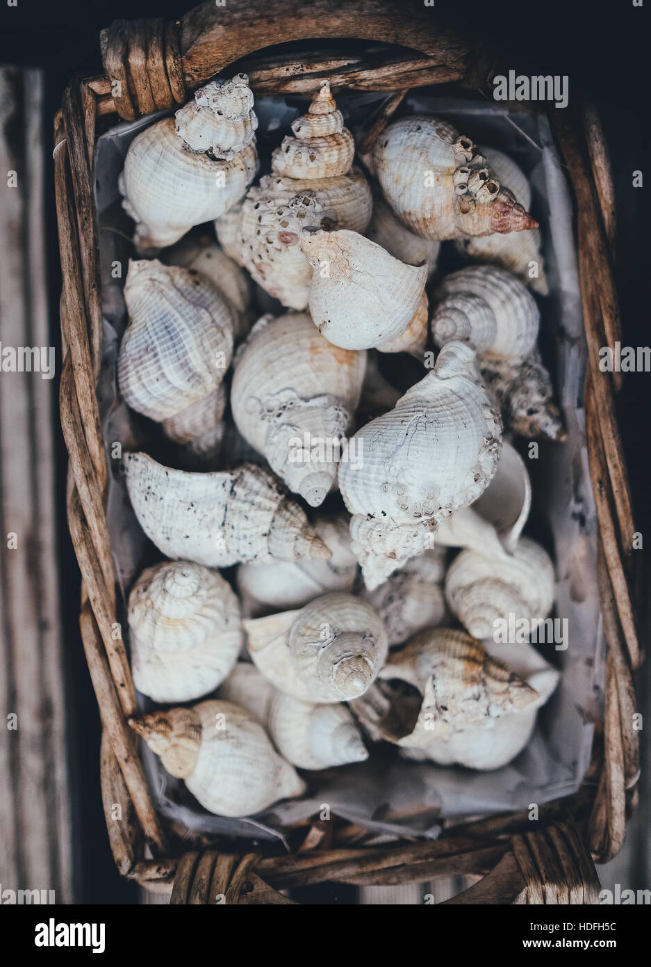 Basket with shells hi-res stock photography and images - Alamy