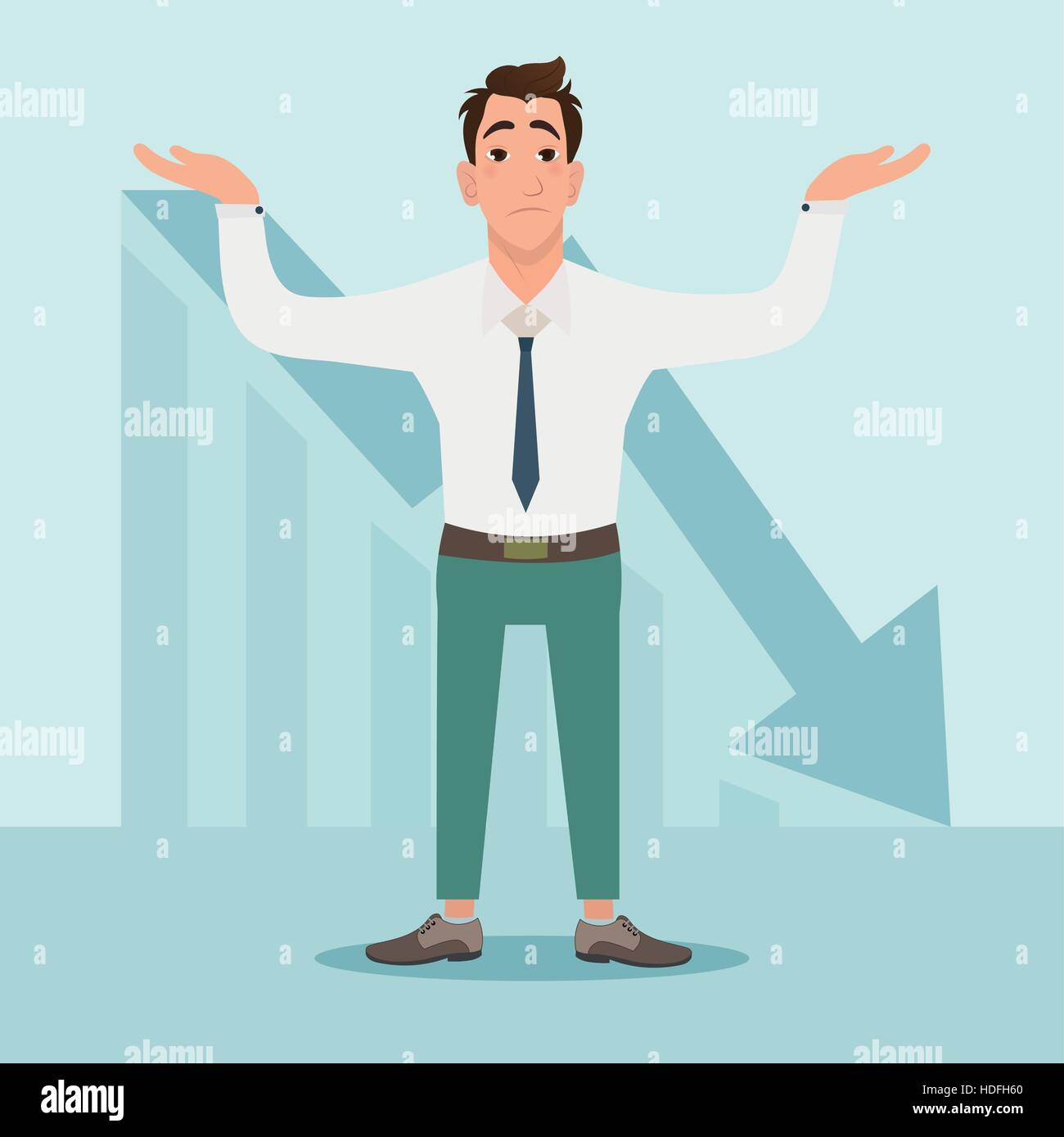 Businessman with falling down chart is confused Stock Vector Image ...