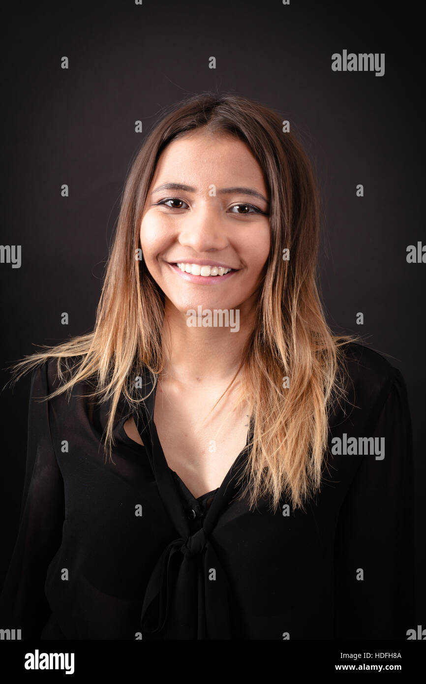 Beautiful woman doing different expressions in different sets of ...
