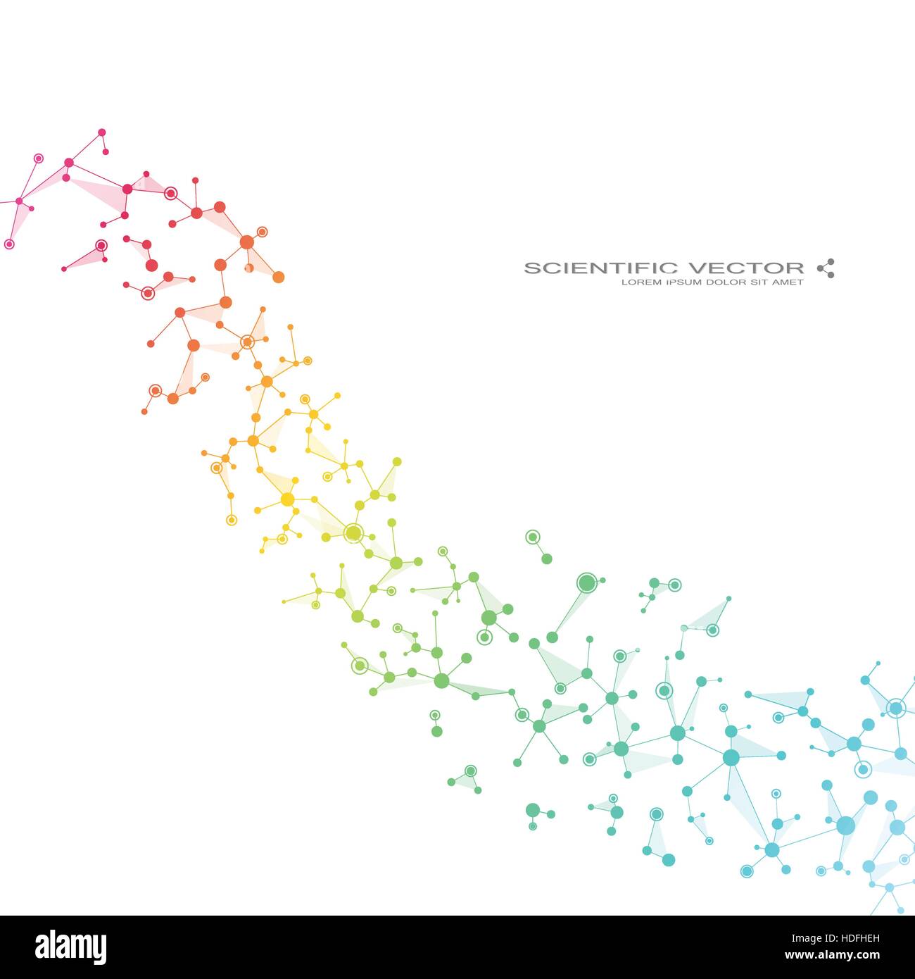 Molecule DNA and neurons vector. Molecular structure. Connected lines ...